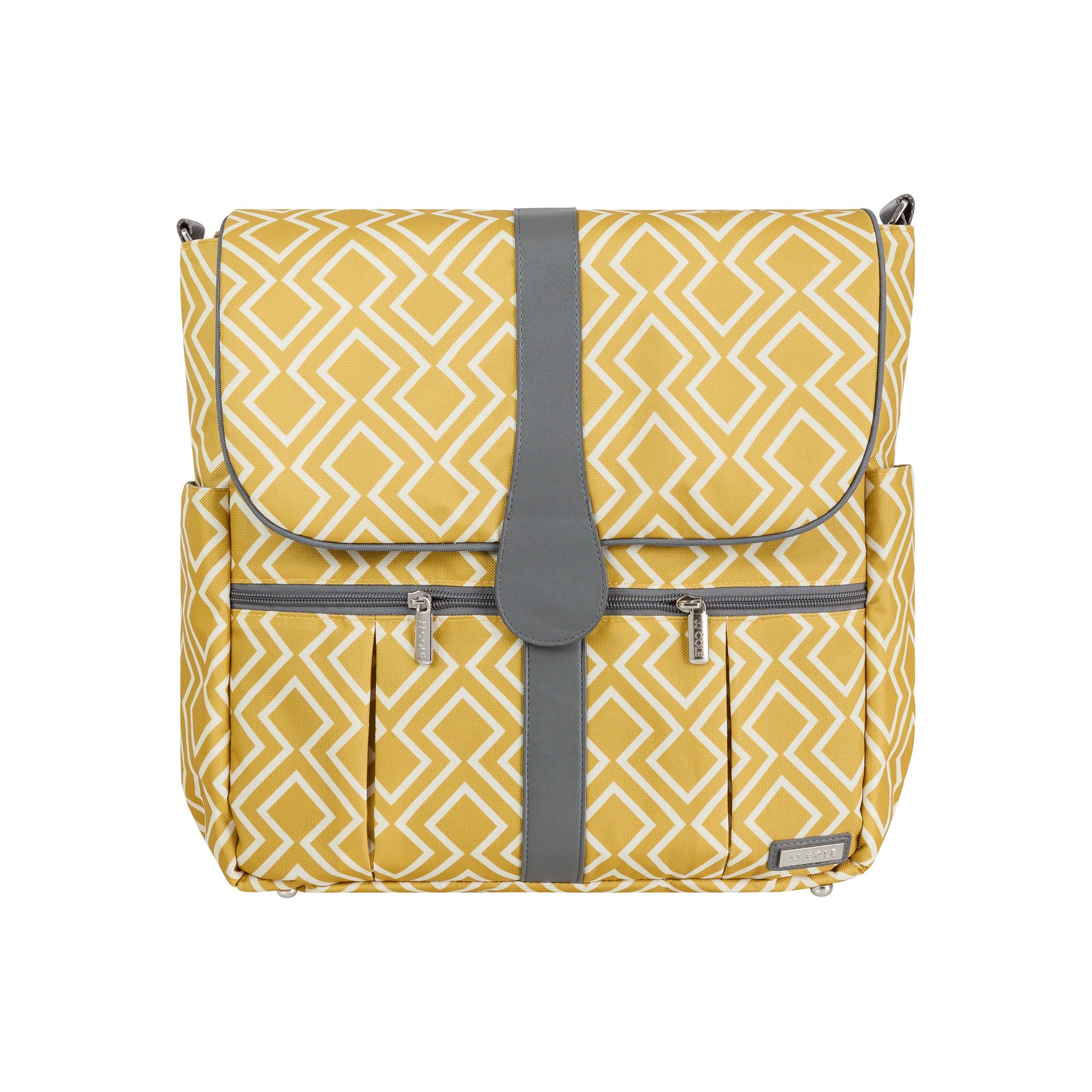 JJ Cole Backpack Diaper Bag with No Slip Grips and Multiple Pockets, Citrine Lattice