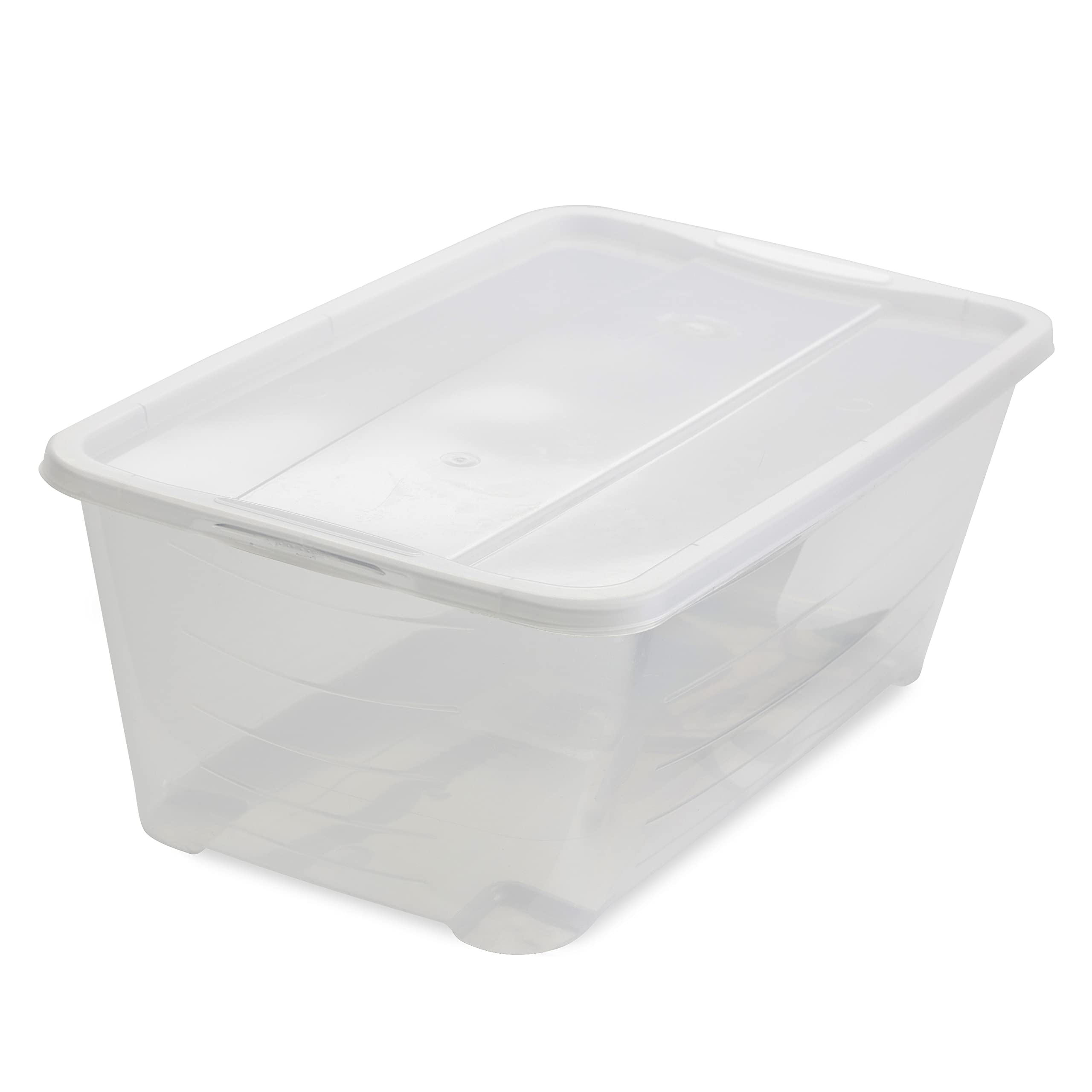 Life Story 6 Liter Shoe, Accessory, and Closet Plastic Storage Box Multi-Purpose Lidded Stacking Tote Containers, Clear (20 Pack)