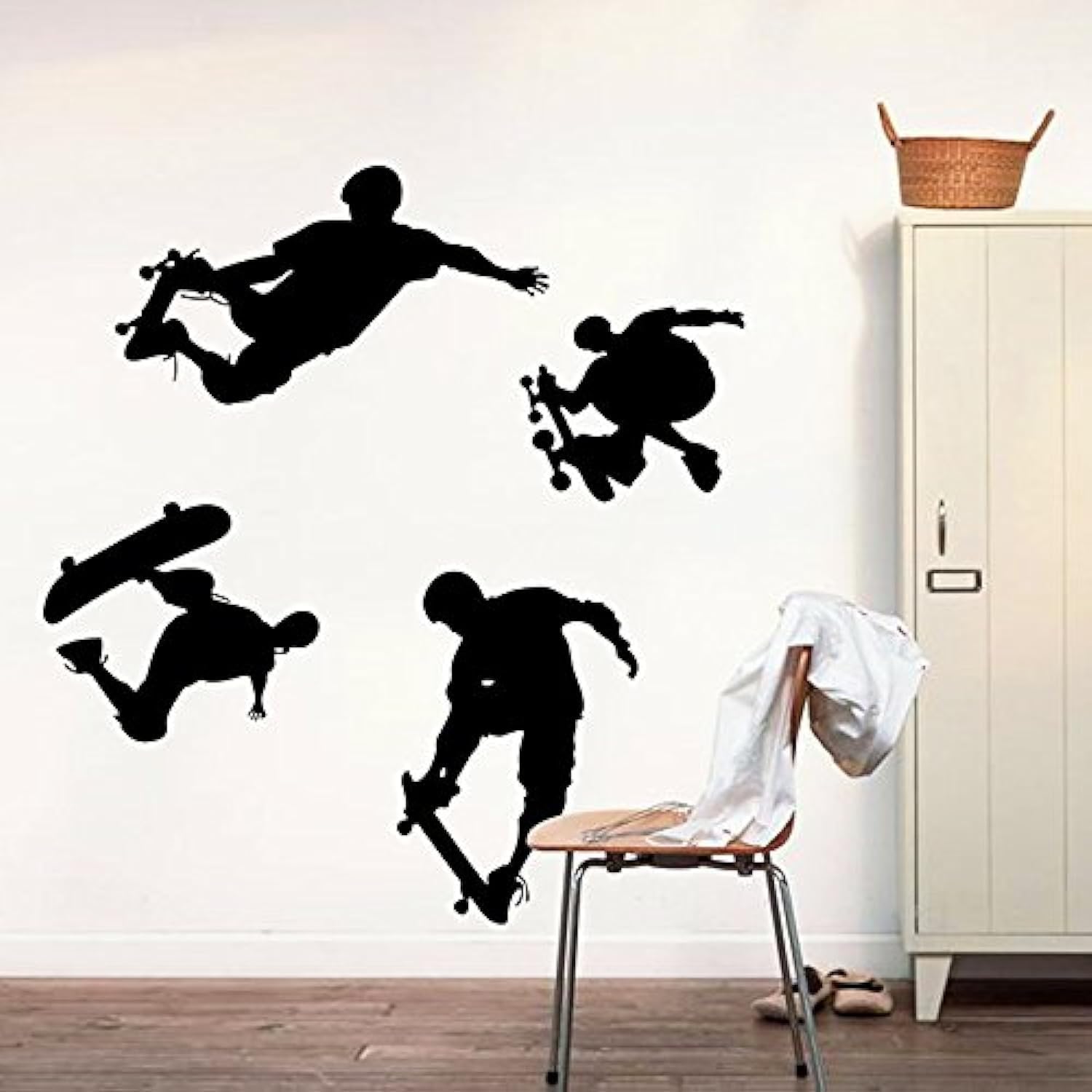 Playing Skateboards Sports Wall Decal Home Sticker PVC Murals Vinyl Paper House Decoration Wallpaper Living Room Bedroom Kitchen Art Picture DIY for Kids Teen Senior Adult Nursery Baby