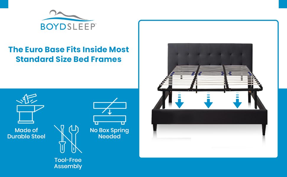 Boyd Sleep 14" High Metal Platform Bed Frame with Wood Slat Support, Adjustable Lumbar Zone from Firm to Plush, No Box Spring Required, Easy Assembly, Under Bed Storage Space, Size California King