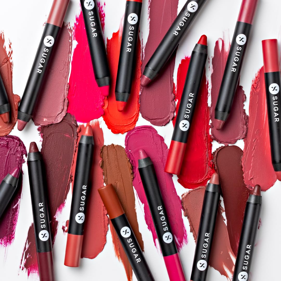 SUGAR Cosmetics Matte As Hell Crayon Lipstick32 Miss Rosa (Dusky Rose) with SharpenerHighly pigmented, Creamy Texture, Long lasting Matte Finish
