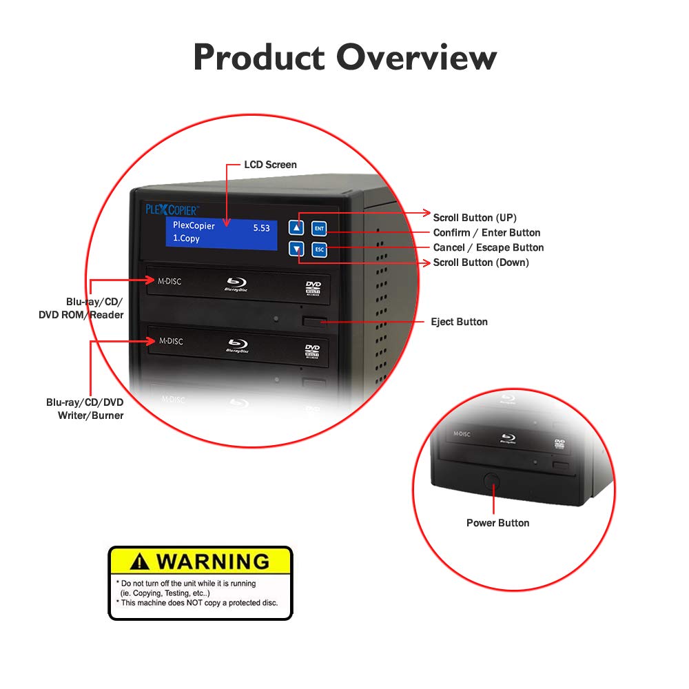 PlexCopier 1 to 3 Blu-ray BD BDXL M-Disc CD DVD Duplicator Copier Tower with Free Copy Protection