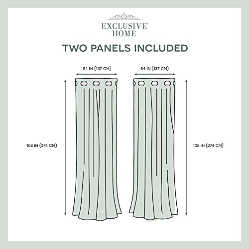 Exclusive Home Loha Linen Grommet Top Curtain Panel Pair, 54"x108", Peacoat Blue