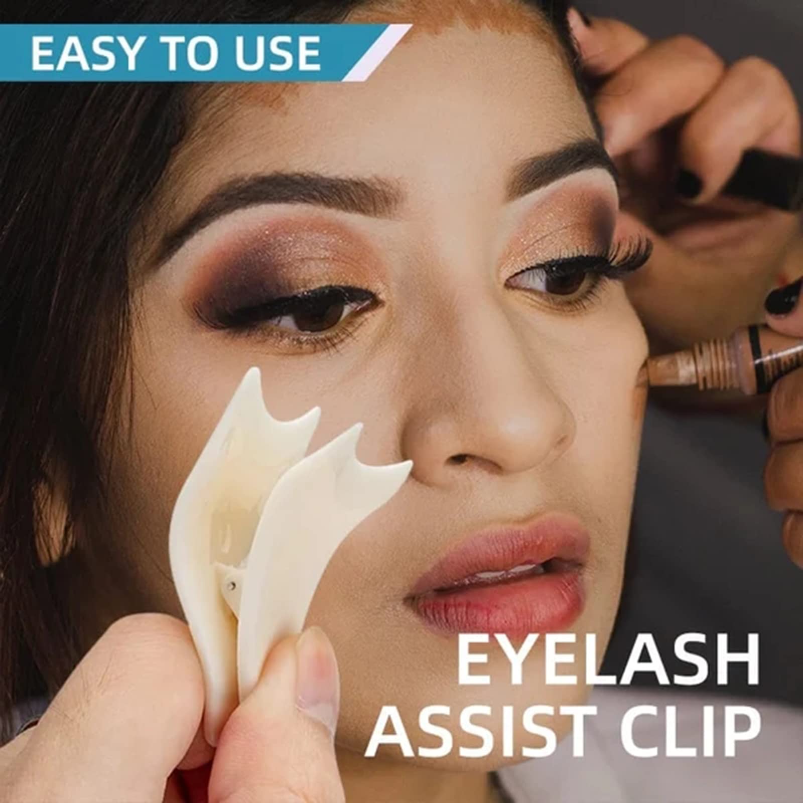 Artificial Eyelash Auxiliary Clip, Women Fashion Makeup Cosmetic Tool False Fake Eye Lash Applicator Easy Beauty Clip For Girls, White (1pcs)