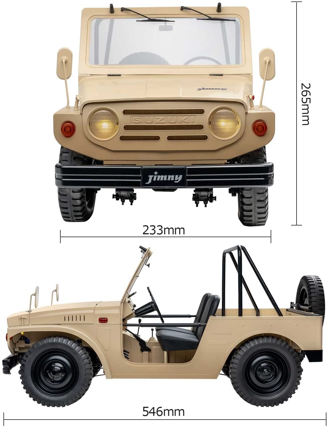 FMS 1/6 Jimny LJ10 RC Crawler RC Car Official Licensed Model Car 15km/h 4WD Hobby RC Crawler RC Cars RS Remote Control Car with LED Lights Vehicle 4-Ch 2.4GHz Transmitter for Adults Tan