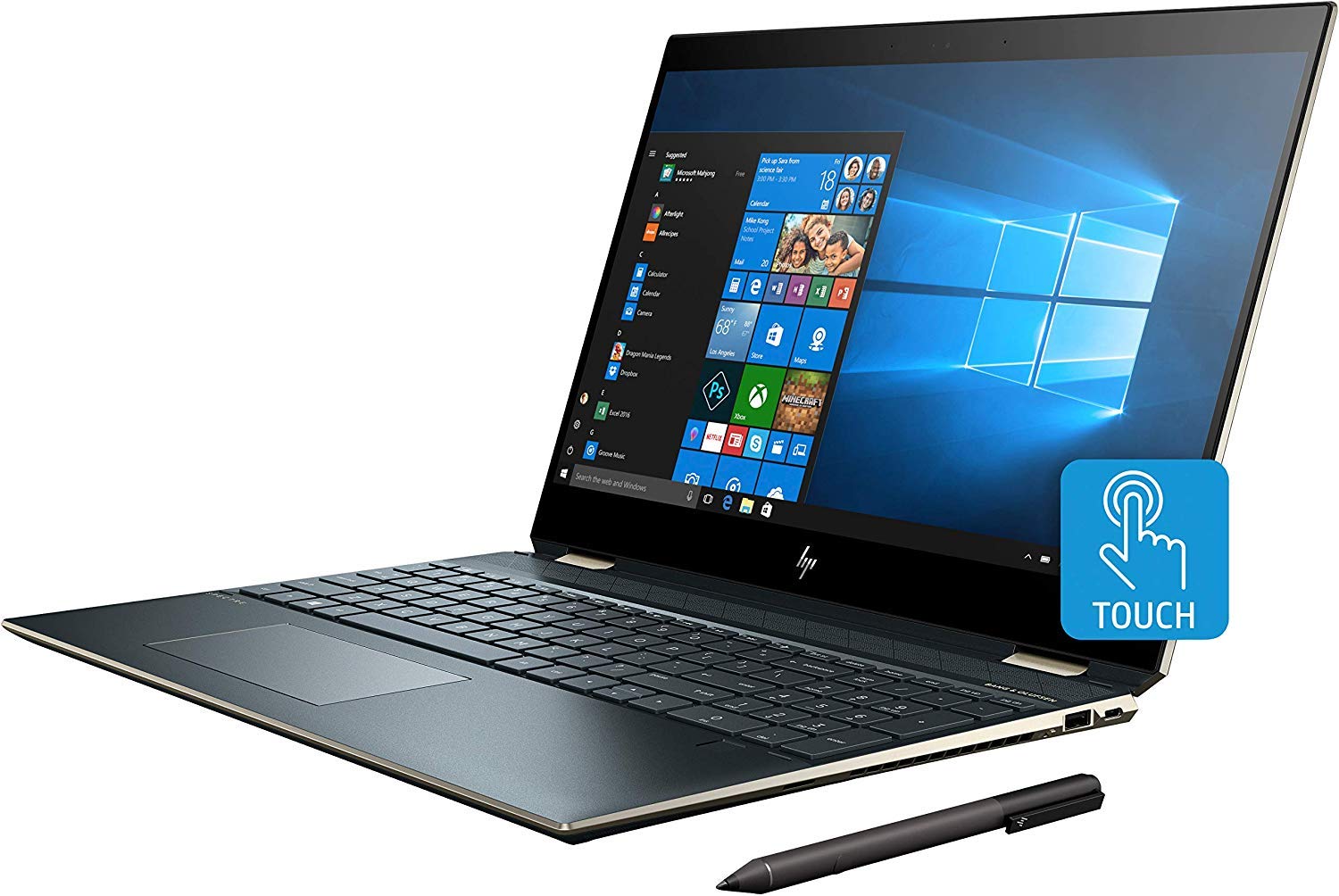 HP 2019 Spectre x360 15t Touch 4K IPS AMOLED GTX 1650 2-in-1 with 6 core 9th Gen Intel i7 9750H, 1TB SSD, 16GB, 3 Years McAfee Security Key,Windows 10 PRO Upgrade, Worldwide Warranty (Poseidon Blue)