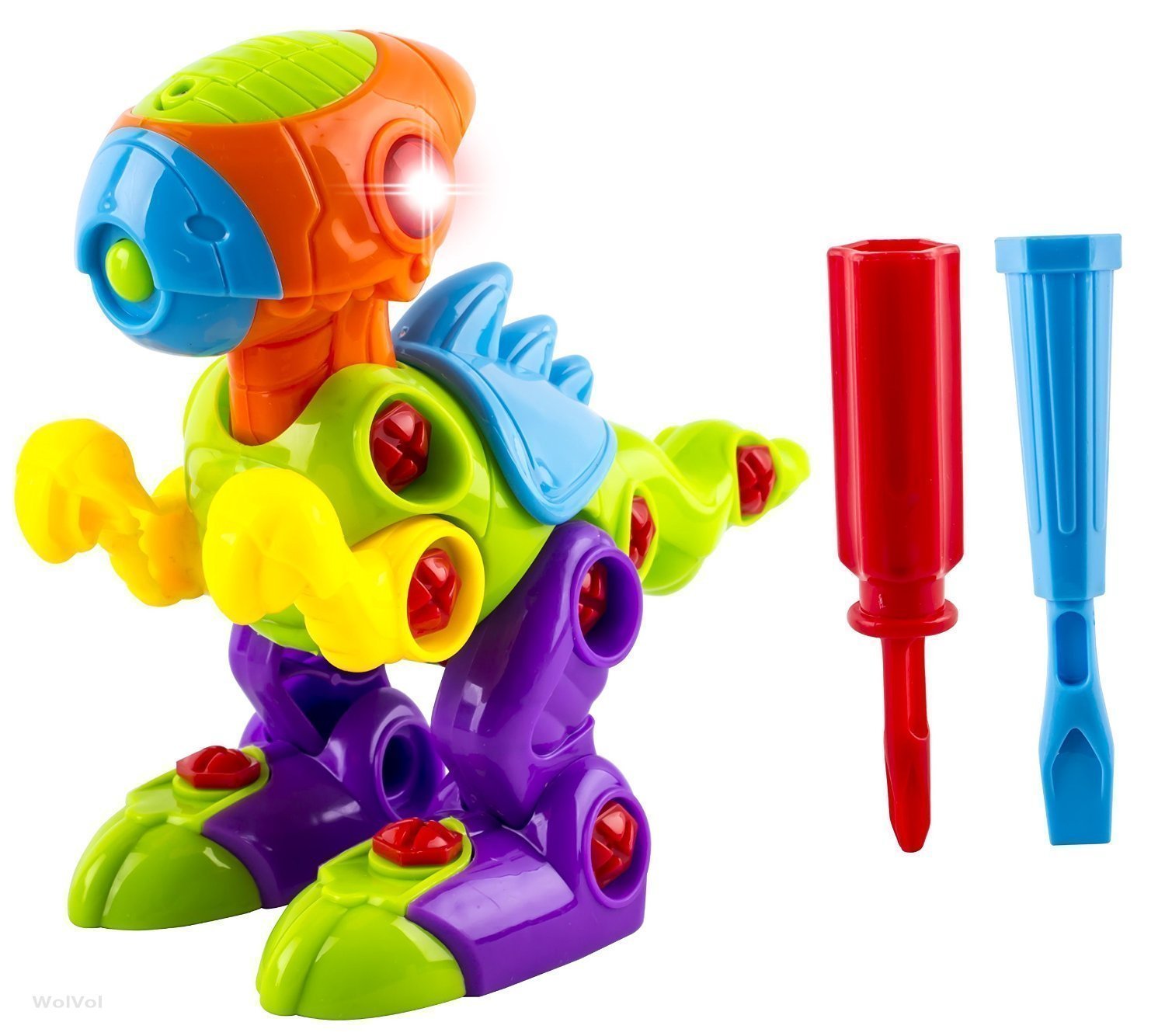 FMT Take-A-Part Take Apart Dino Dinosaur Toy for Boys and Girls Toddlers and Kids with Lights and Sounds Include 2 Screwdrivers for Assembly Building Blocks Tools Play Set
