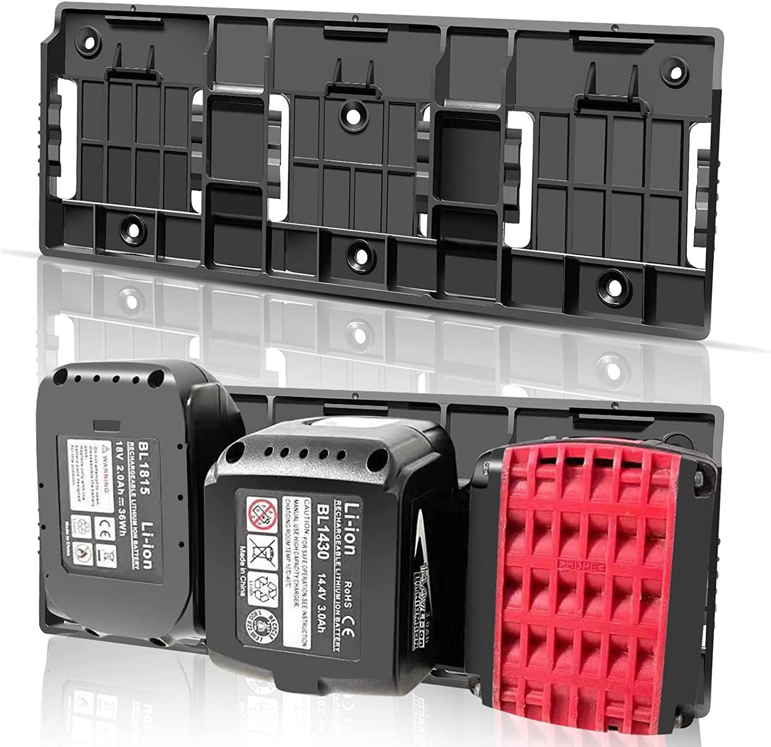 SANIKLITE Battery Holder Set, 3 Tool Holder & 3 Battery Mount for Battery 18V, Wall Mount Storage Rack, Power Tool Organizer