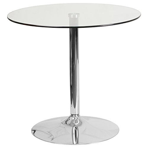 Flash Furniture Hills 31.5'' Round Glass Table with 29''H Chrome Base