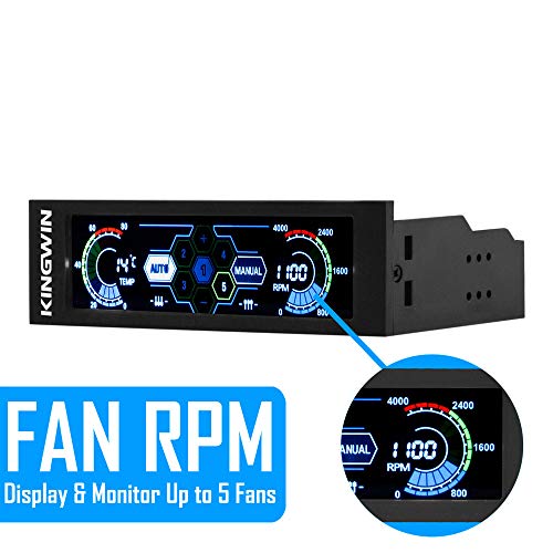 Kingwin FPX-007 Performance 5.25” Touchscreen LCD Fan Controller Cooling with Liquid Crystal Display Module. Features Temperature Monitor, RPM Display, and Fan Fail Alarm