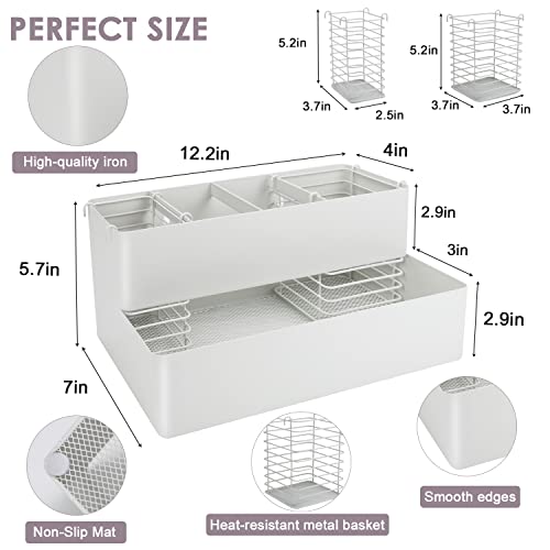 BUSOKIP Hair Tool Organizer/Hair Dryer Holder Wall Mount. Large Bathroom Sink Organizer Countertop Hot Tool Holder for Curling Iron, Blow Dryer, Straightener, Flat Iron. White