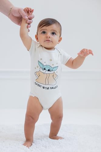 STAR WARS Yoda R2-D2 Chewbacca Newborn Baby Boys 3 Pack Bodysuits White/Gray/Yellow 3-6 Months