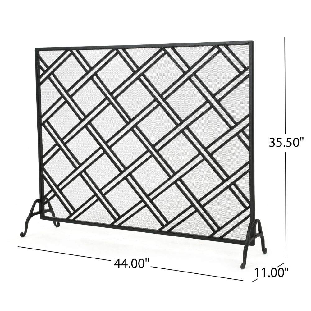 Christopher Knight Home Josette Single Panel Iron Fireplace Screen, Black