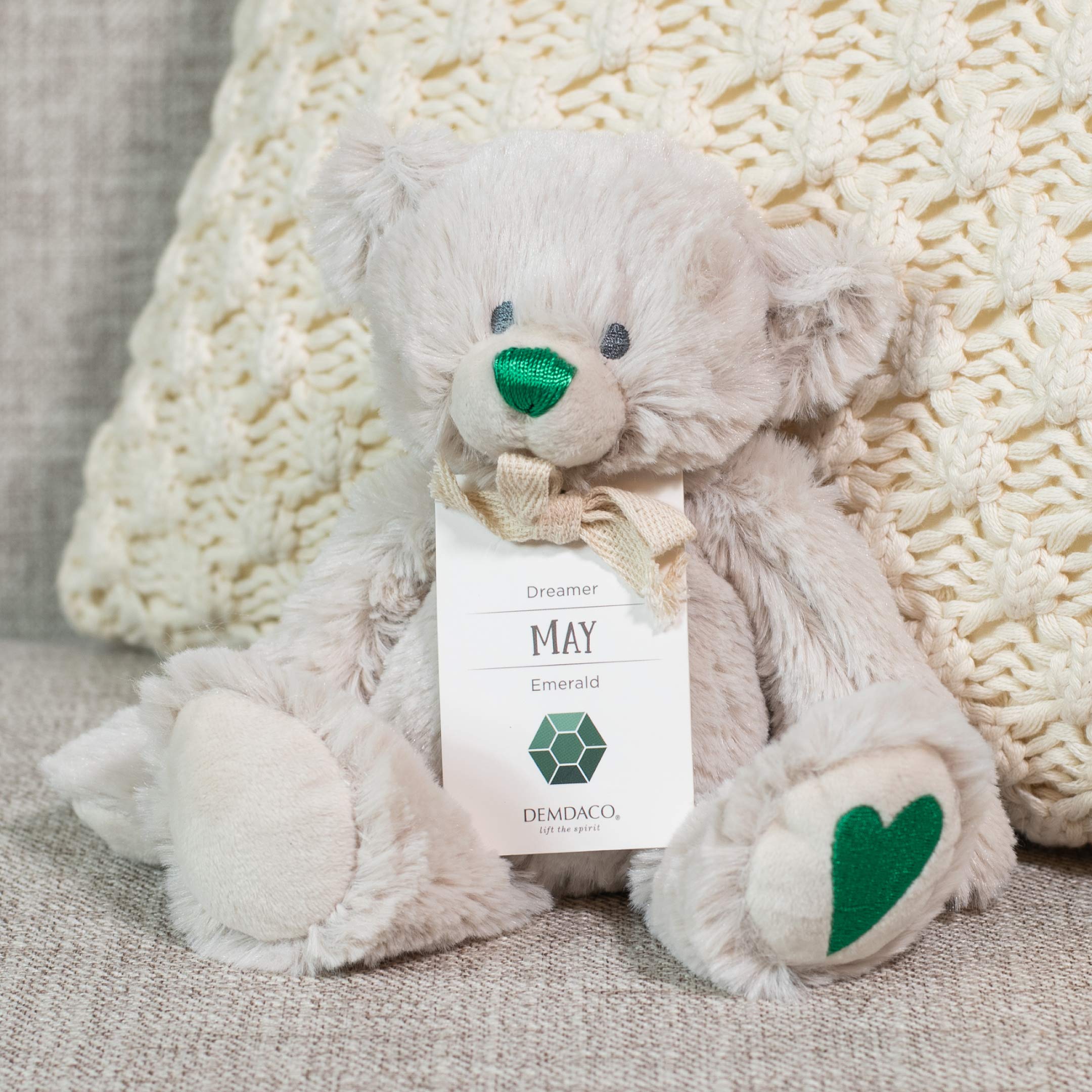 DEMDACO Dreamer Green Emerald Color Heart May Birthstone 8.5 inch Children's Plush Stuffed Animal Toy