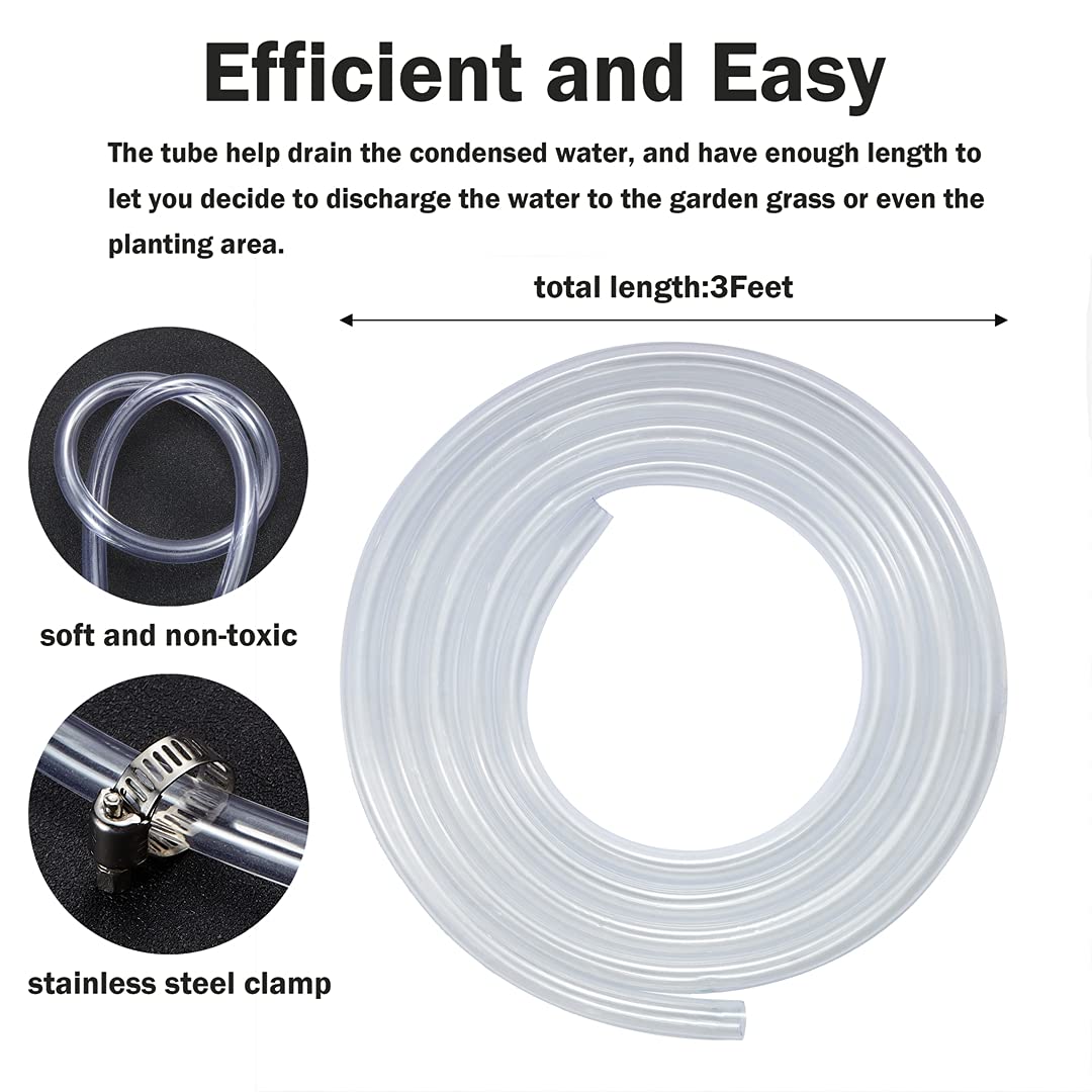 Drain Kit, Window Air Conditioner, 1 PCS Elbow Fitting, 3Feet Clear Vinyl Tube Material, Universal Mini-Split AC Unit, Adjustable Length, Draining Condensate