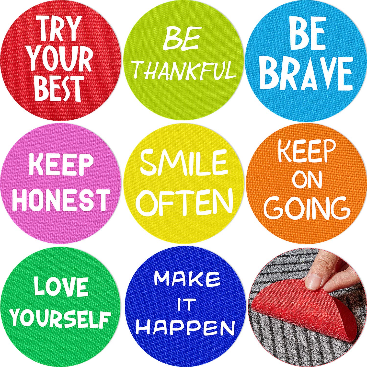 Mudder 24 Pieces 4 Inches Positive Sayings Carpet Markers Classroom Sitting Carpet Markers for Teacher Student