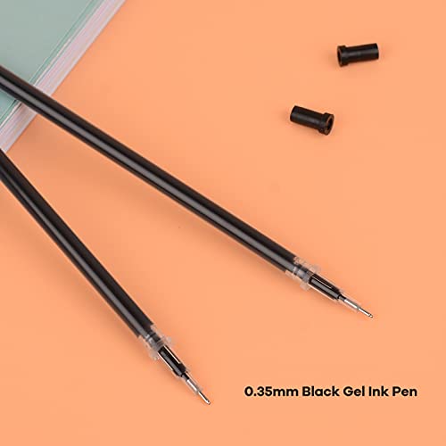 M&G Gel Ink Refill, Extra Fine Needle Tip 0.5mm Black Ink Refills for Liquid Gel Pens, Universal Size Refill- Pack of 20 with Pen Bag (AGR640C3)