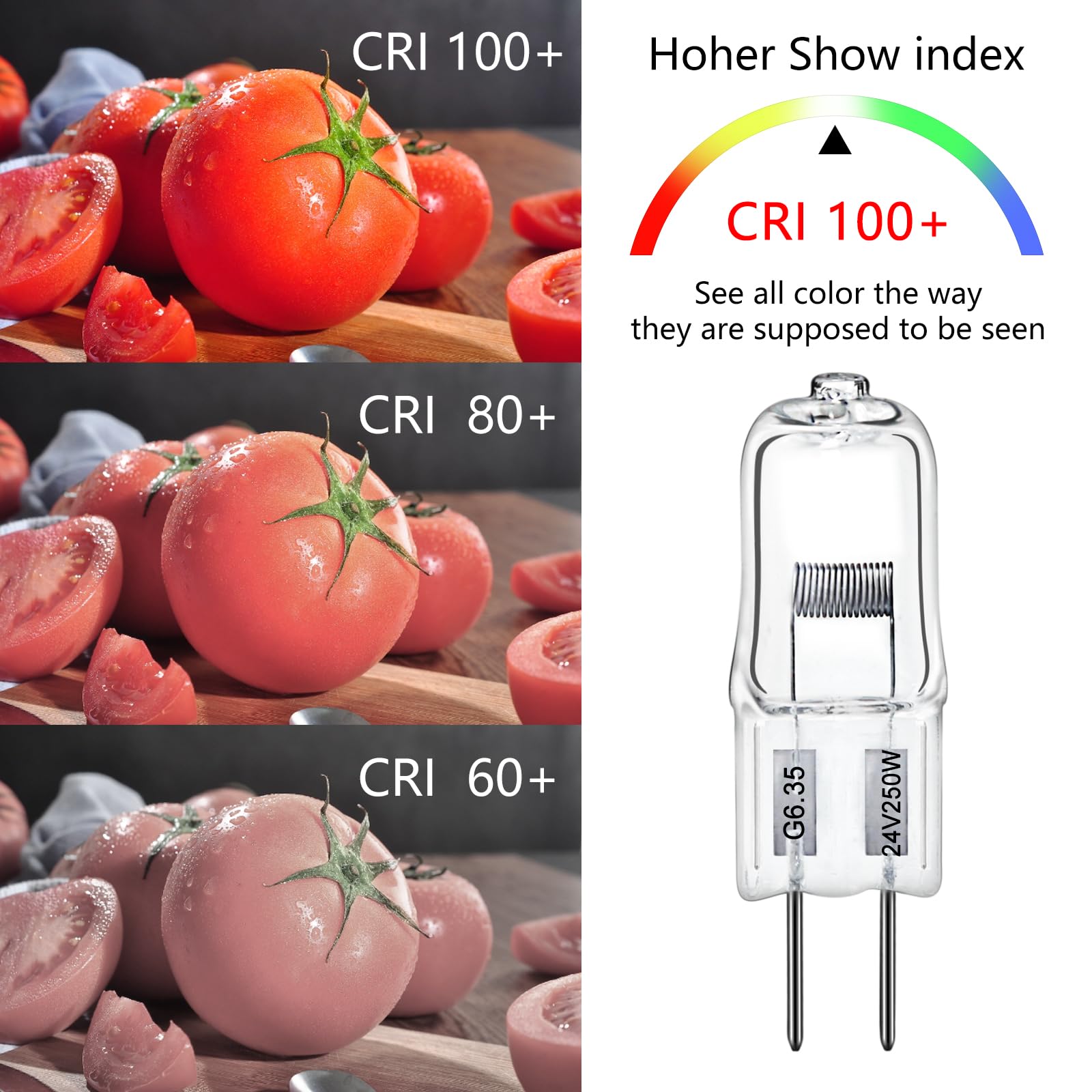 LedWekei G6.35 Halogen Bulbs,24v 150w Bulb Mini Spotlight Bulbs 2 Pin Clear Capsule Lamp Bulb,Dimmable 2700K Warm White Light Bulbs (6Pack)