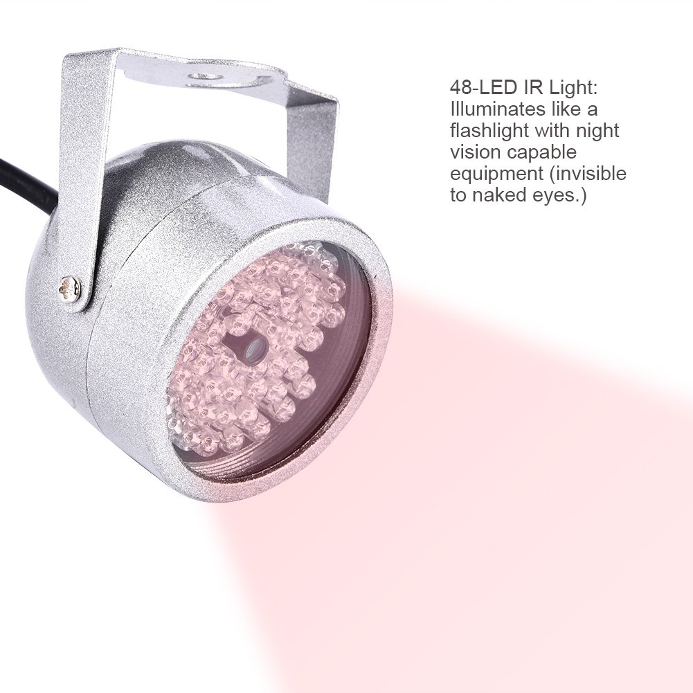 Outdoor Camera IR Illuminator Lights, DC 12V 1A CCTV IR Night Vision Illuminator Camera 48 LED Waterproof Replacement for Electronic Police Snapshot System Traffic Junctions