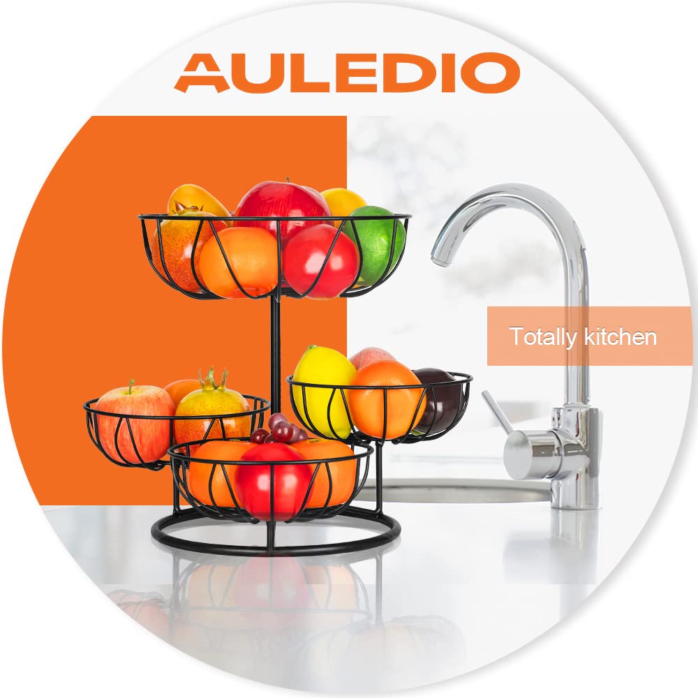 Auledio 4-Tier Countertop Fruit Basket Bowl Vegetables Storage Holder,Black