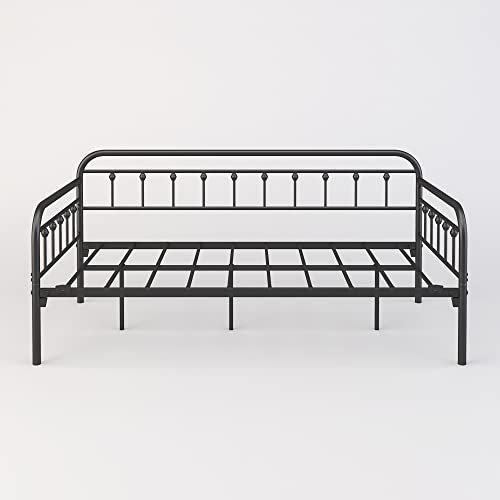 BOFENG Metal Daybed Frame Twin,Black Sofa Bed for Living Room Guest Room,Heavy Duty Steel Slats Support Platform Furniture,Platform Bed Frame with Storage No Box Spring Needed,Noise Free