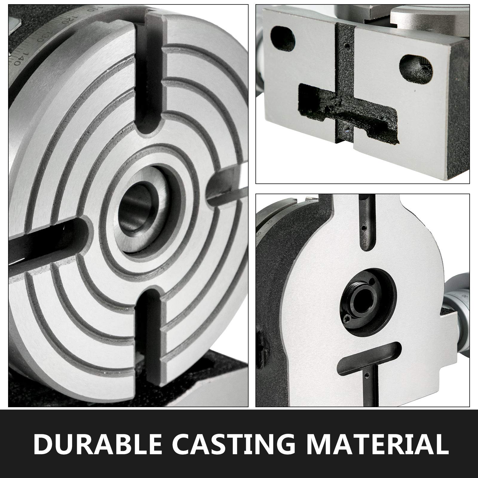 BestEquip Rotary Table 6inch(150mm) Horizontal Vertical Milling Table 2/5inch(10mm) 4-Slot Milling Rotary Table MT-2 Rotary Table for Milling with Indexing Plate Set for Precision Milling Drilling