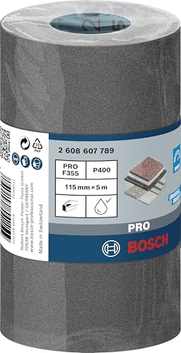 Bosch Professional 2608607789 Sandpaper1 Rolle B.f.Stone WP 115 mm x 5m, Grainage, Black