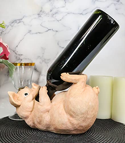 Ebros Babe Farm Pink Pig Wine Holder Decor Statue Whimsical Practical Pig Wine Caddy Storage Organizer