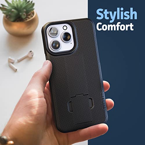 Encased DuraClip Holster Designed for iPhone 14 PRO Case with Belt Clip and Kickstand (Matte Black)