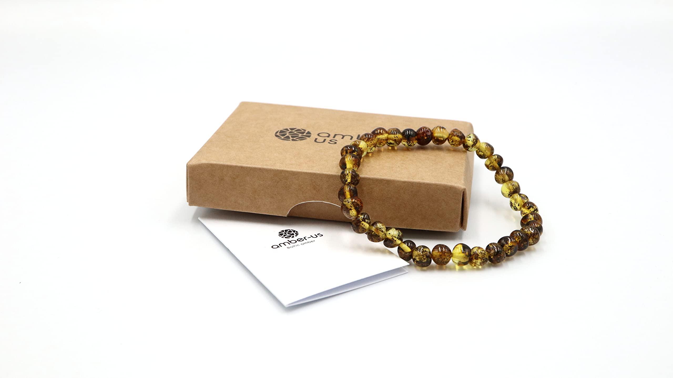 amber-us Baltic Amber Bracelet on Elastic Band Multiple Length Multiple Colors Made from Natural Authentic Round Amber Beads Amber Bracelet (Light Cognac, 7 inch)