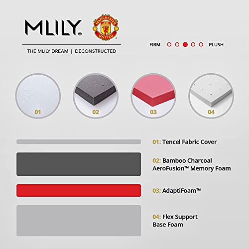 MLILY 12 Inch Twin XL Mattress, Manchester United Memory Foam Mattress in a Box Made in USA, Medium Plush, CertiPUR-US Certified