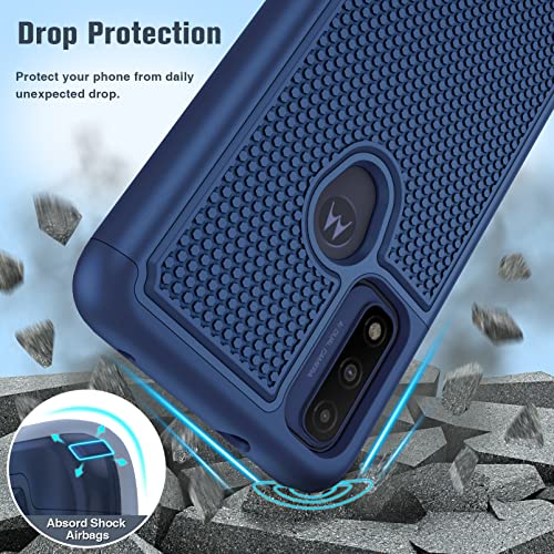 BNIUT for Motorola Moto G Pure Case: Dual Layer Protective Heavy Duty Cell Phone Cover Shockproof Rugged with Non Slip Textured Back - Military Protection Bumper Tough - 6.5inch (Navy Blue)