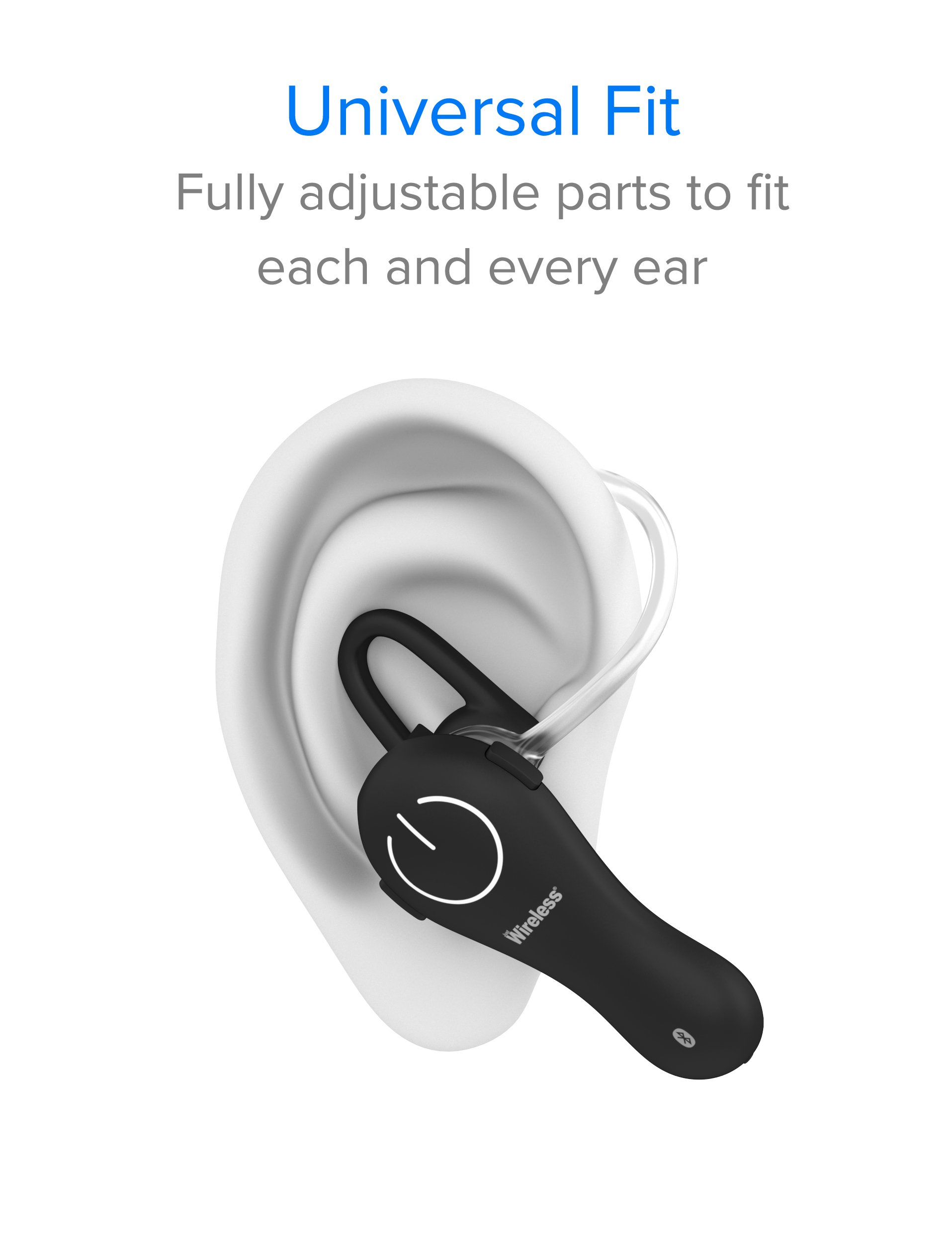 Just Wireless Bluetooth Wireless Headset Handsfree One-Ear Headphone Earbud - Compatible with Apple iPhone (XS, XS Max, XR, X, 8, 8 Plus), Android Cell Phones (Samsung Galaxy) and more