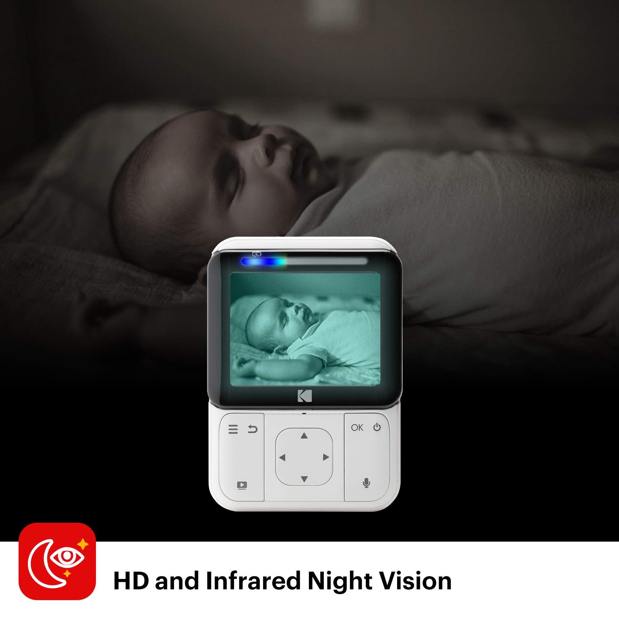 KODAK Cherish C225 Video Baby Monitor - Tilt/Pan/Zoom Camera, 2.8" HD Screen, Hi-res Camera, Remote Zoom, Two-Way Audio, Night-Vision, Long Range, WiFi, Mobile App