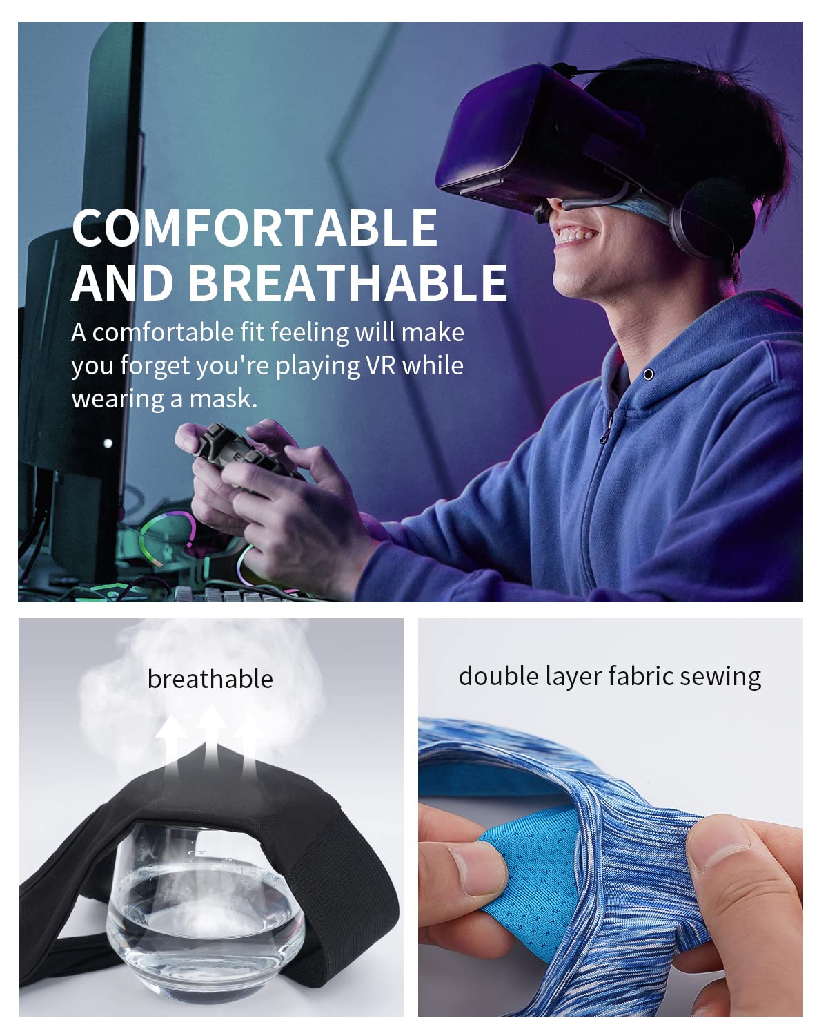 VR Masks, Anylion VR Facemask Accessories Sweat-Absorbing Quick-Drying & Breathable Sweatband for Exercise, Skin Protecting Replacement 3 Pieces