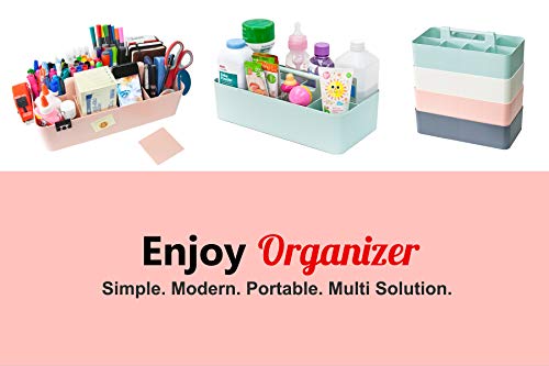 Enjoy Organizer -Large Portable Caddy, DIY Dividers, 8 Compartments, School Office Supplies Home Business Basket with Handle Storage Modern Made in USA (3 PACK, Lavender)