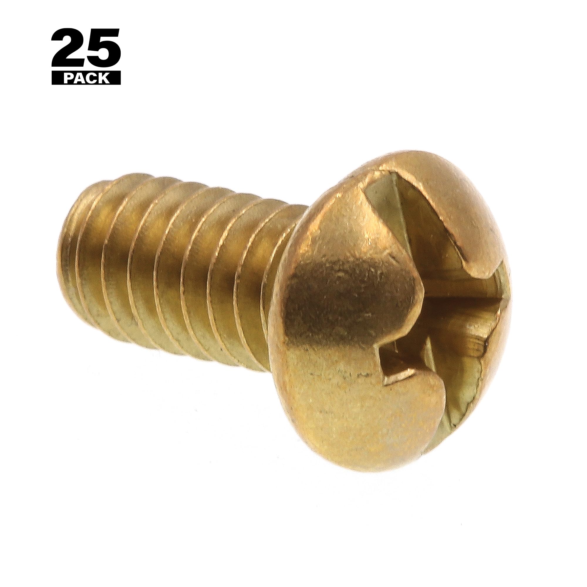 Prime-Line 9005146 Machine Screw, Round Head, Slotted/Phillips Combo, 1/4 in-20 X 1/2 in, Solid Brass, Pack of 25