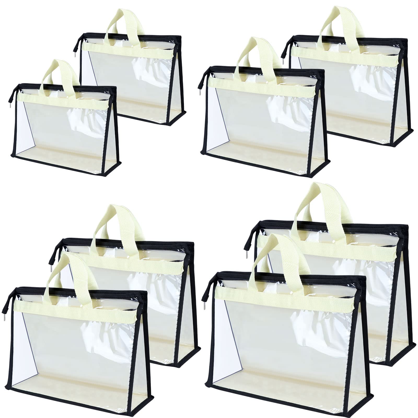 Droutti 8 Pack Handbag Dust Bags Transparent Hanging Purse Organizer Wallet Storage Bag 4 Sizes Clear Handbag Organizer Dust Bags for Closet Shelf