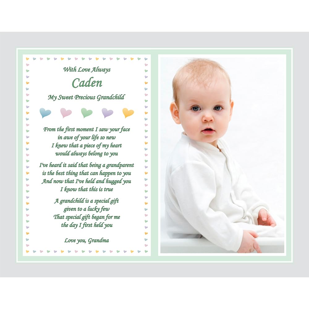 Poetry Gifts Grandchild Birthday or Baptism Personalized with Names from 1 or Both Grandparents, Custom 8x10 Inch Print