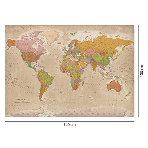 Close Up World map XXL Poster Vintage 2018- MAPS in MinutesĀ® (55"x39")