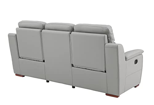 Blackjack Furniture Walker Leather Match Upholstered Reclining Living Room Sofa, Gray