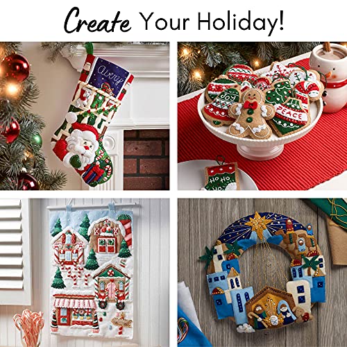 Bucilla Gnomes, Felt Applique Christmas Ornaments, Set of 6