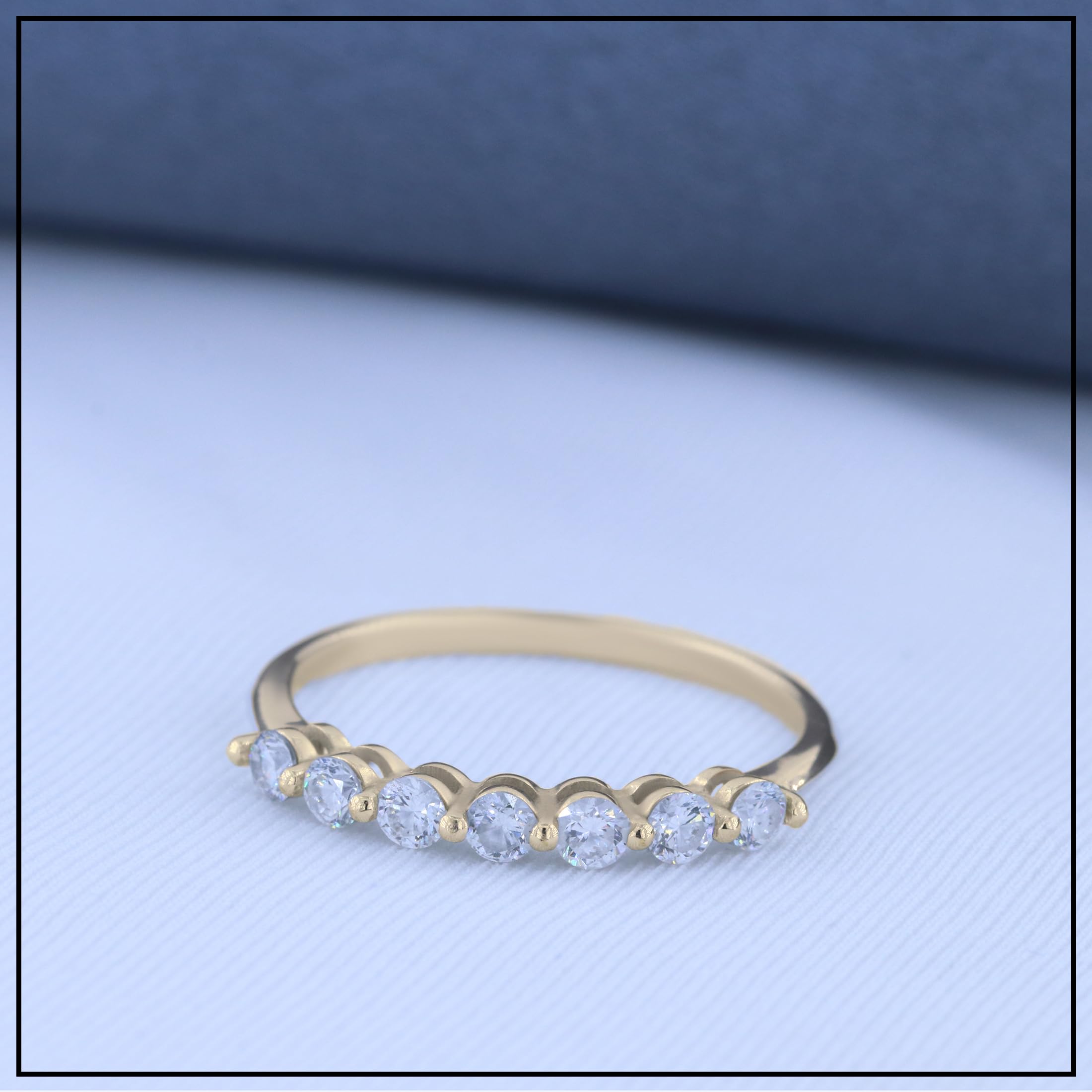 Dazzlingrock Collection 0.50 Carat (Ctw) in 14K Yellow Gold Round Lab Grown Diamond Women 7 Stone Wedding Band Ring 1/2 CT (Size 5.5)