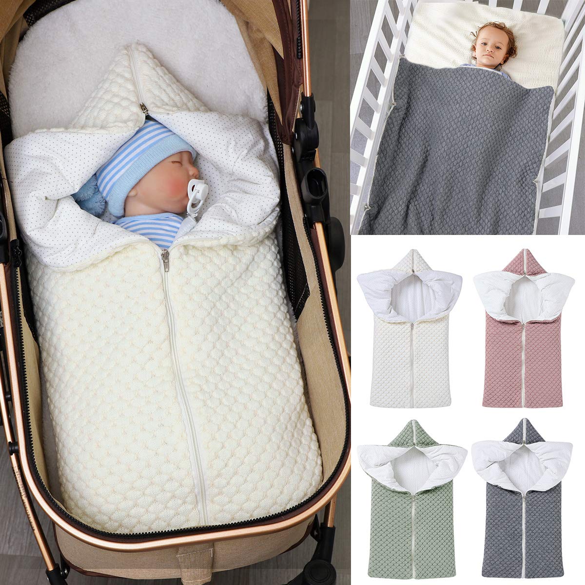 Aisheny Baby Warm Thicken Sleeping Bag Infant Boy Girl Warm Snowsuit Footmuff Sack for 0-12M Beige