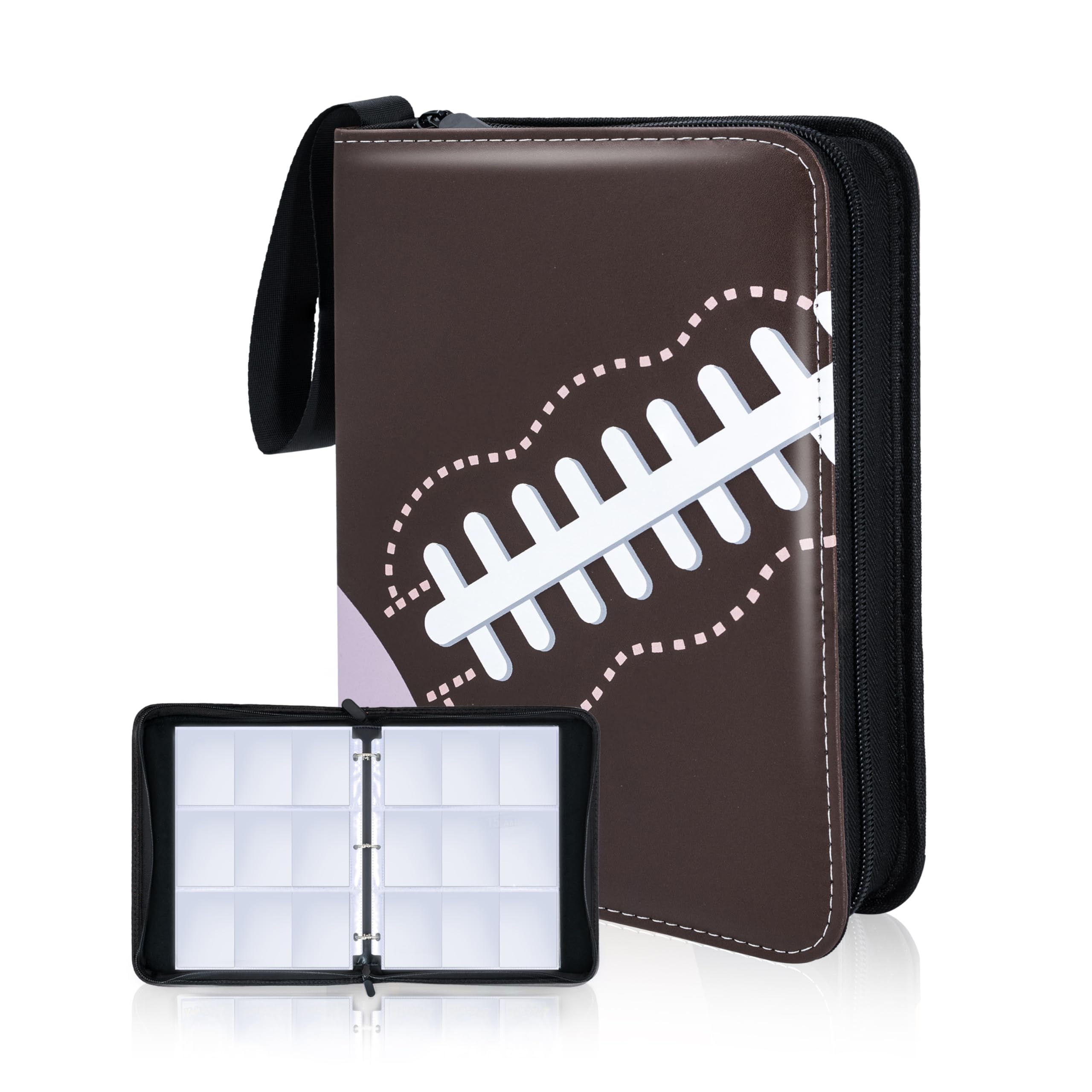 Football Card Binder, 9 Pocket Sports card binder, 720 Double Sided Pocket Waterproof Binder, Football trading cards Zip Album, Expandable, Compatible with Gaming Cards, Yugioh, MTG and Other TCG