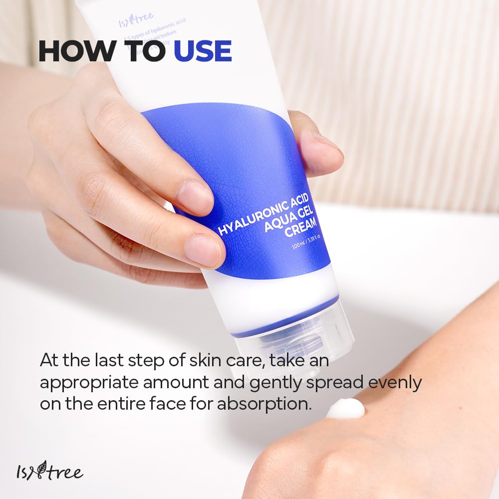 IsNtree Hyaluronic Acid Aqua Gel Cream 100ml, 3.38 fl.oz | Lightweight Hydrating Gel | Quick Absorbing Moisturizer | Korean Skincare