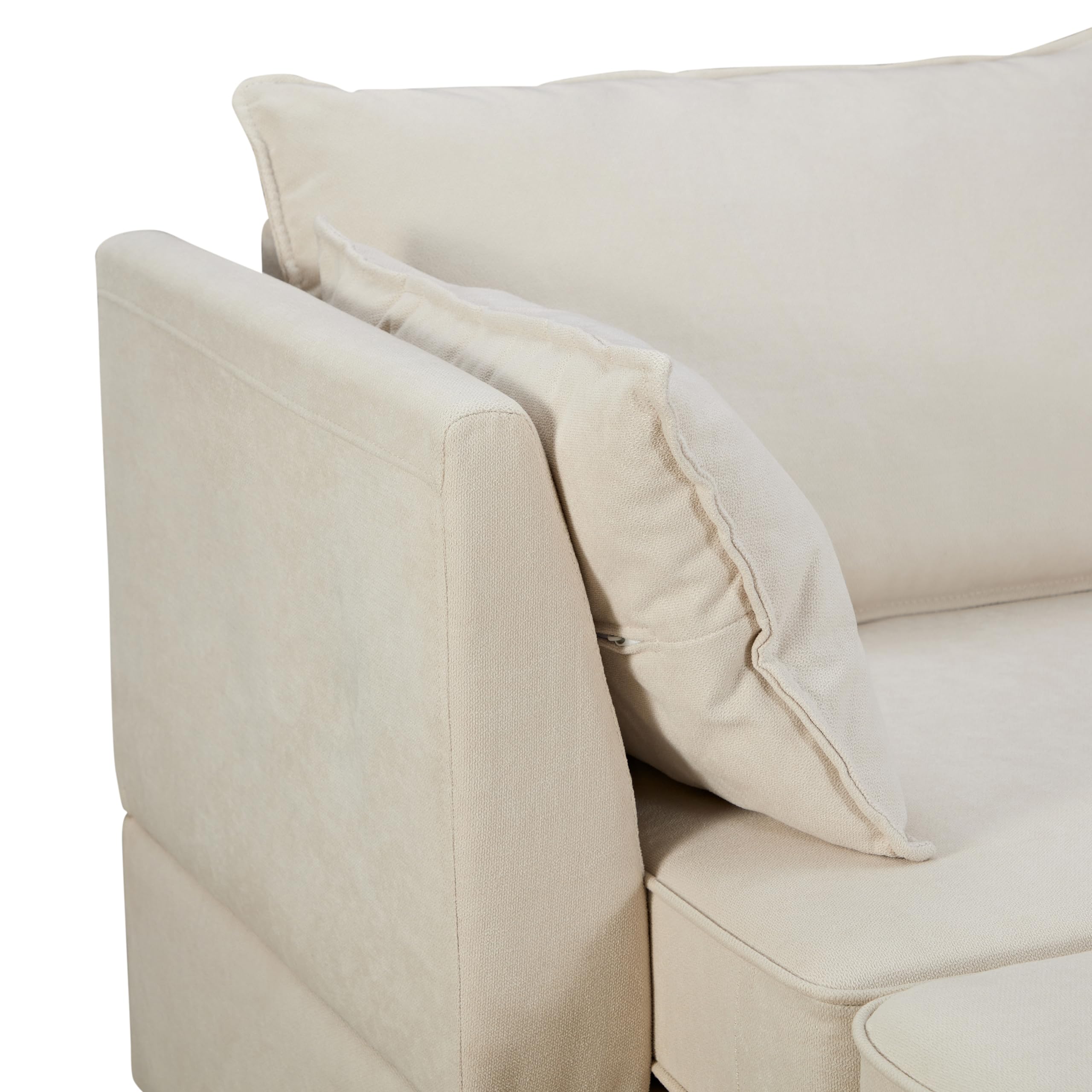 BAMOOLI 115.1'' U Shape Modular Sectional Sofa, Modern Corner Sofa with Reversible Chaise, Oversized Linen Fabirc Sofa with 4 Pillows, 6 Seat Sofa with Storage Space for Living Room, Apartment, Beige