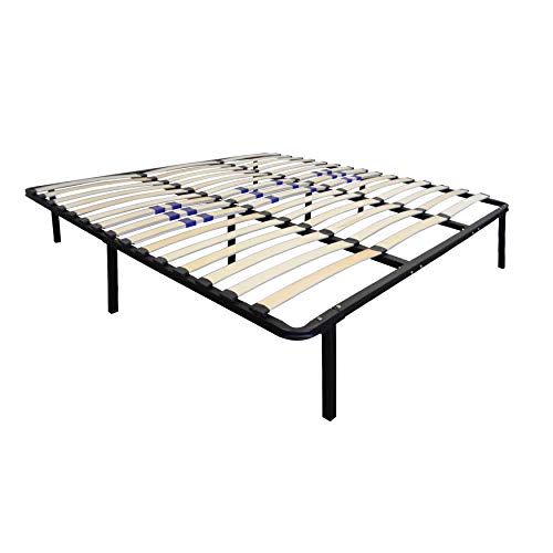 Boyd Sleep 14" High Metal Platform Bed Frame with Wood Slat Support, Adjustable Lumbar Zone from Firm to Plush, No Box Spring Required, Easy Assembly, Under Bed Storage Space, Size California King