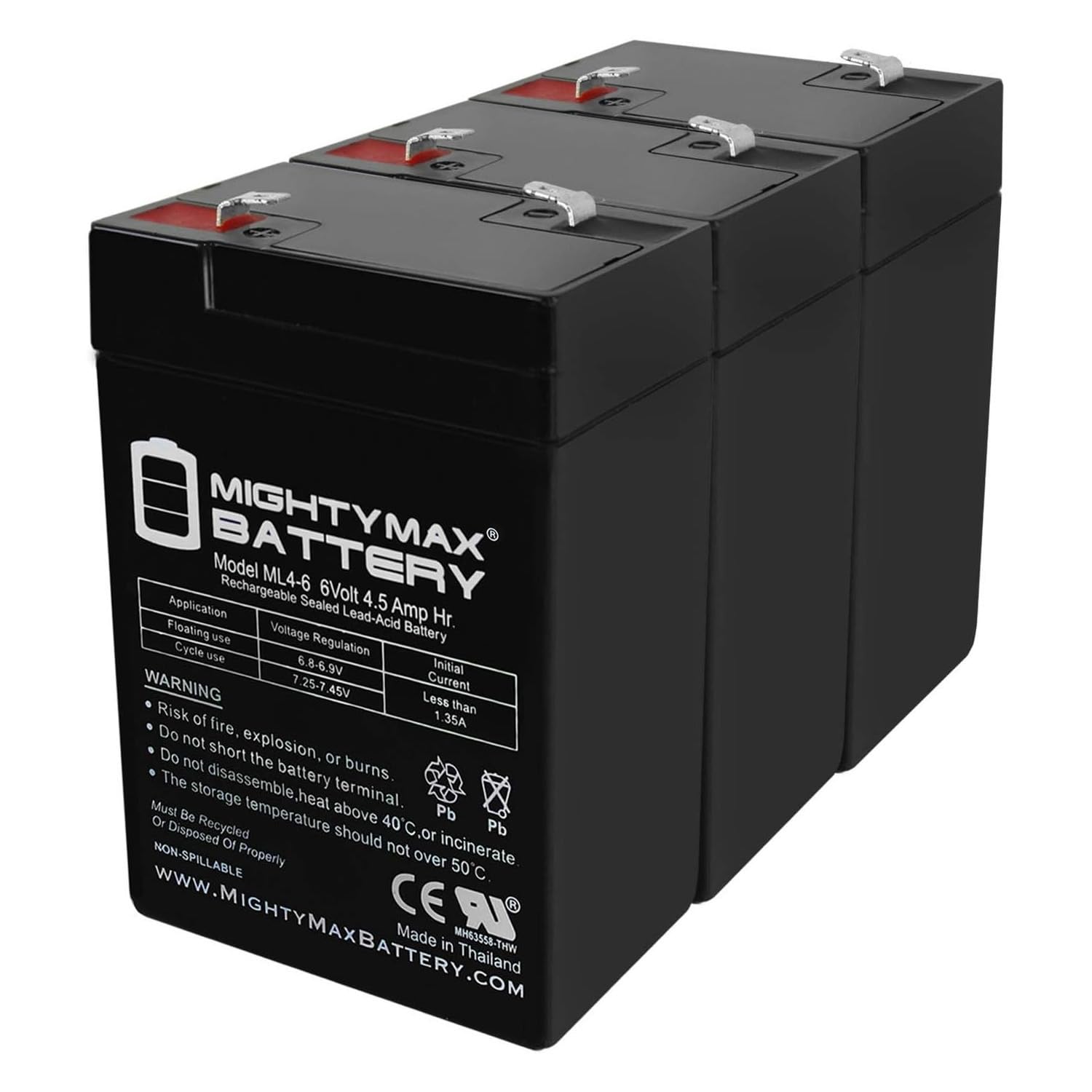 Mighty Max Battery 6V 4.5AH SLA Replacement Battery for Jiming JM-6M4.5AC - 3 Pack