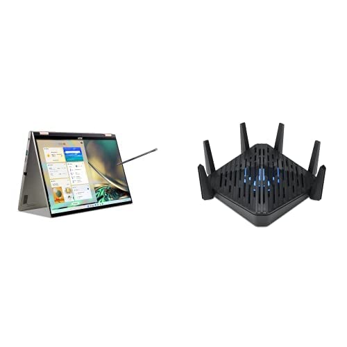Acer Spin 5 SP514-51N-70LZ Intel Evo Convertible Laptop, 14" IPS Touch, Intel i7-1260P, 16GB LPDDR5, 1TB SSD, Killer WiFi 6E, Active Stylus, Windows 11 with Predator Connect W6 Wi-Fi 6E Gaming Router